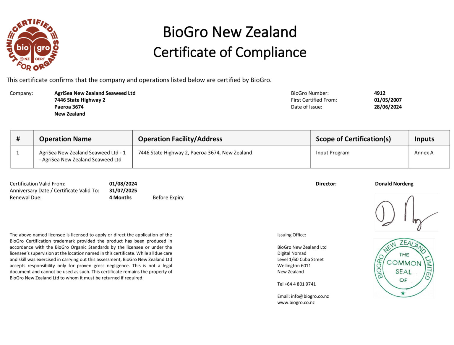 Accreditations - AgriSea NZ